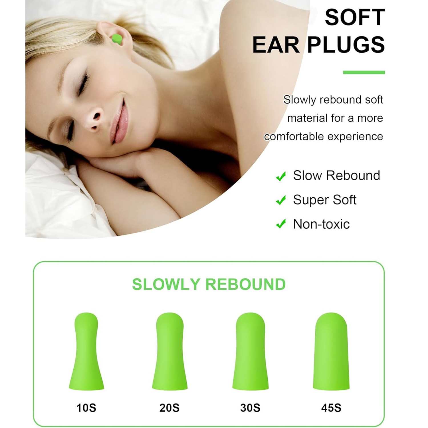 20/50/100Pairs Foam Earplugs Green Disposable Noise Reduction Ear Plugs ...