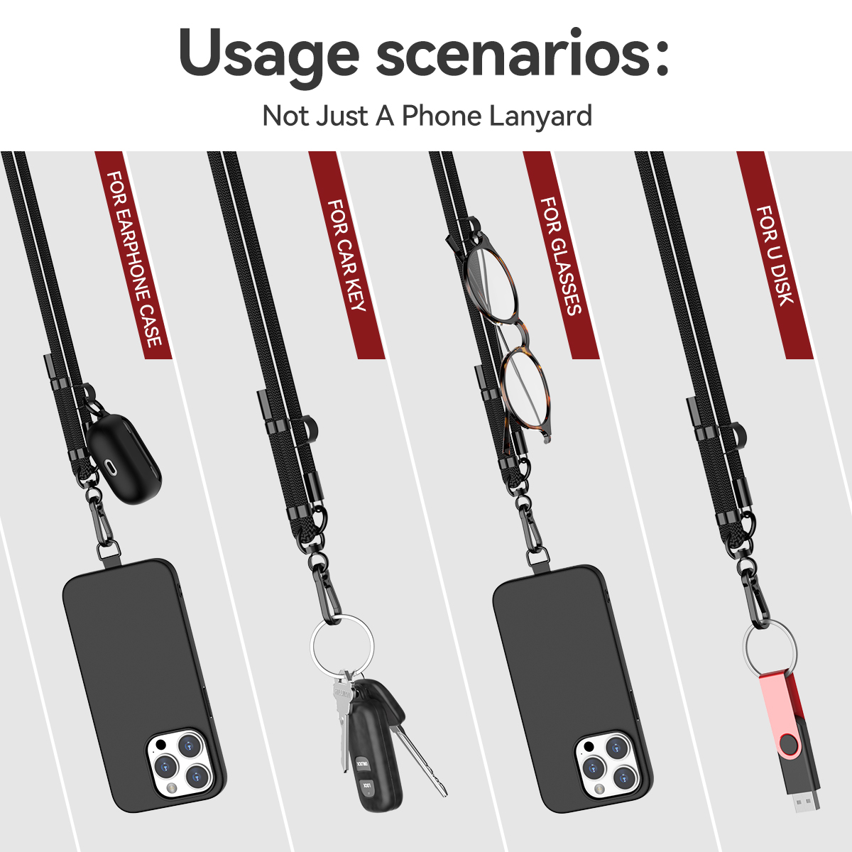 125cm Adjustable Crossbody Lanyard - Multi-Color Universal Strap with ...