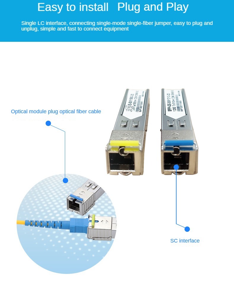 Gigabit Single Mode Single Fiber SFP Light Module LC Port 3/20KM Light ...