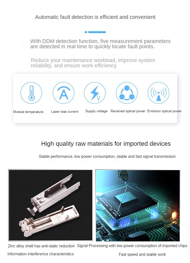 Gigabit Single Mode Single Fiber SFP Light Module LC Port 3/20KM Light ...