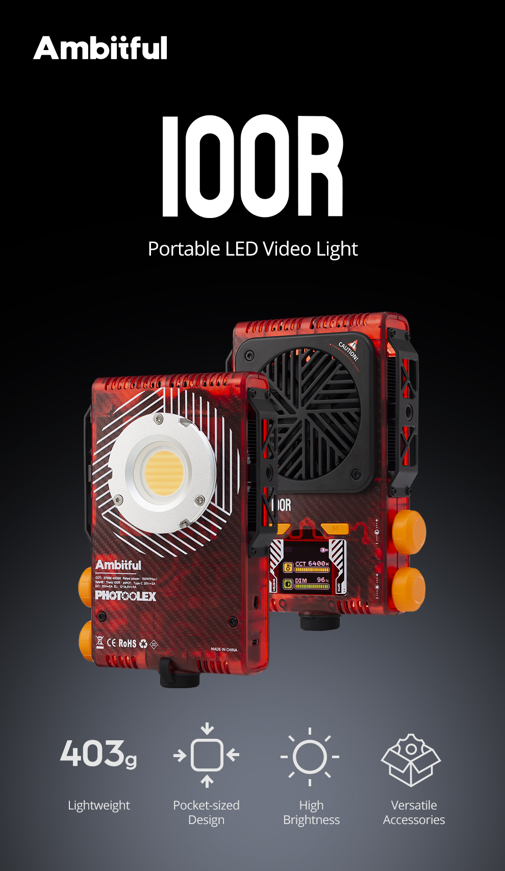 AMBITFUL Q100R Portable LED Video Light | Shopee Malaysia