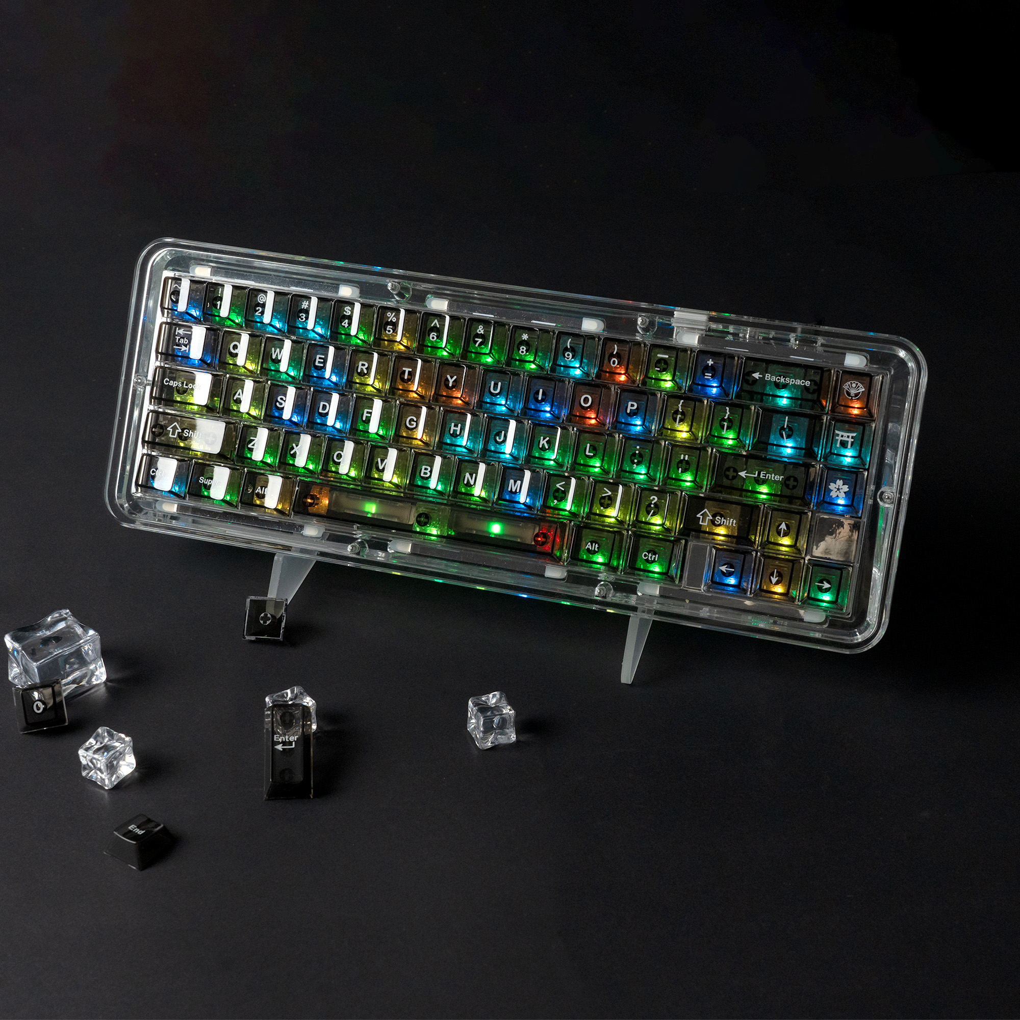 XVX Clear keycaps black Transparent Keycaps cherry profile 124 keys ...