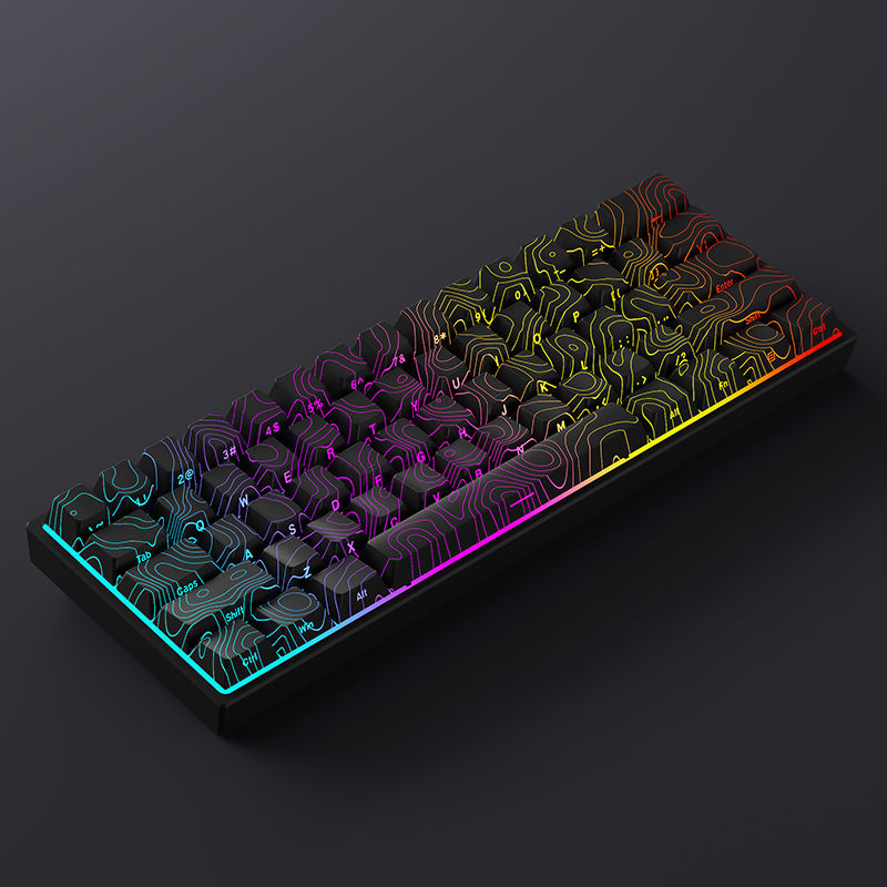 WOMIER 134 Keys Black Line Topographic Vision Keycaps Shine Through PBT ...