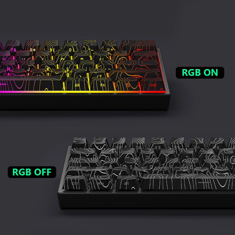 WOMIER 134 Keys Black Line Topographic Vision Keycaps Shine Through PBT ...