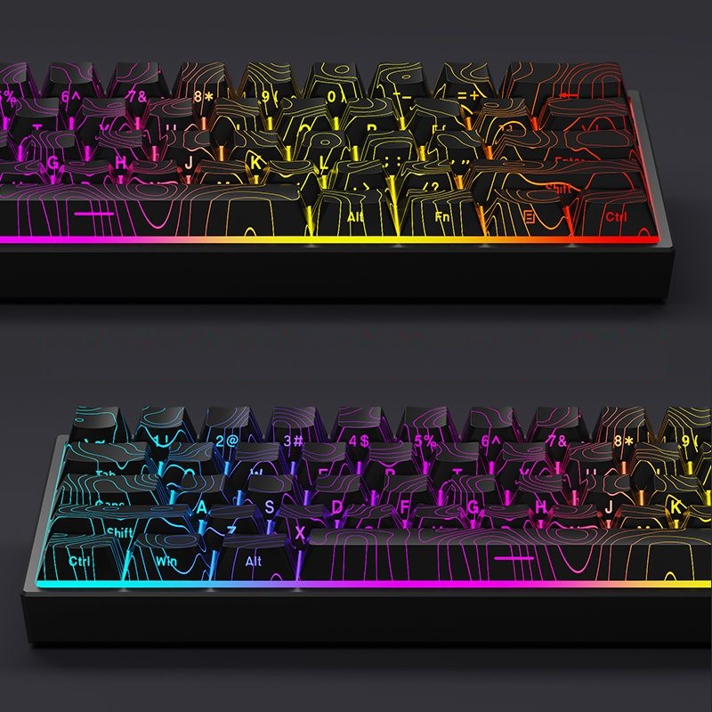 WOMIER 134 Keys Black Line Topographic Vision Keycaps Shine Through PBT ...