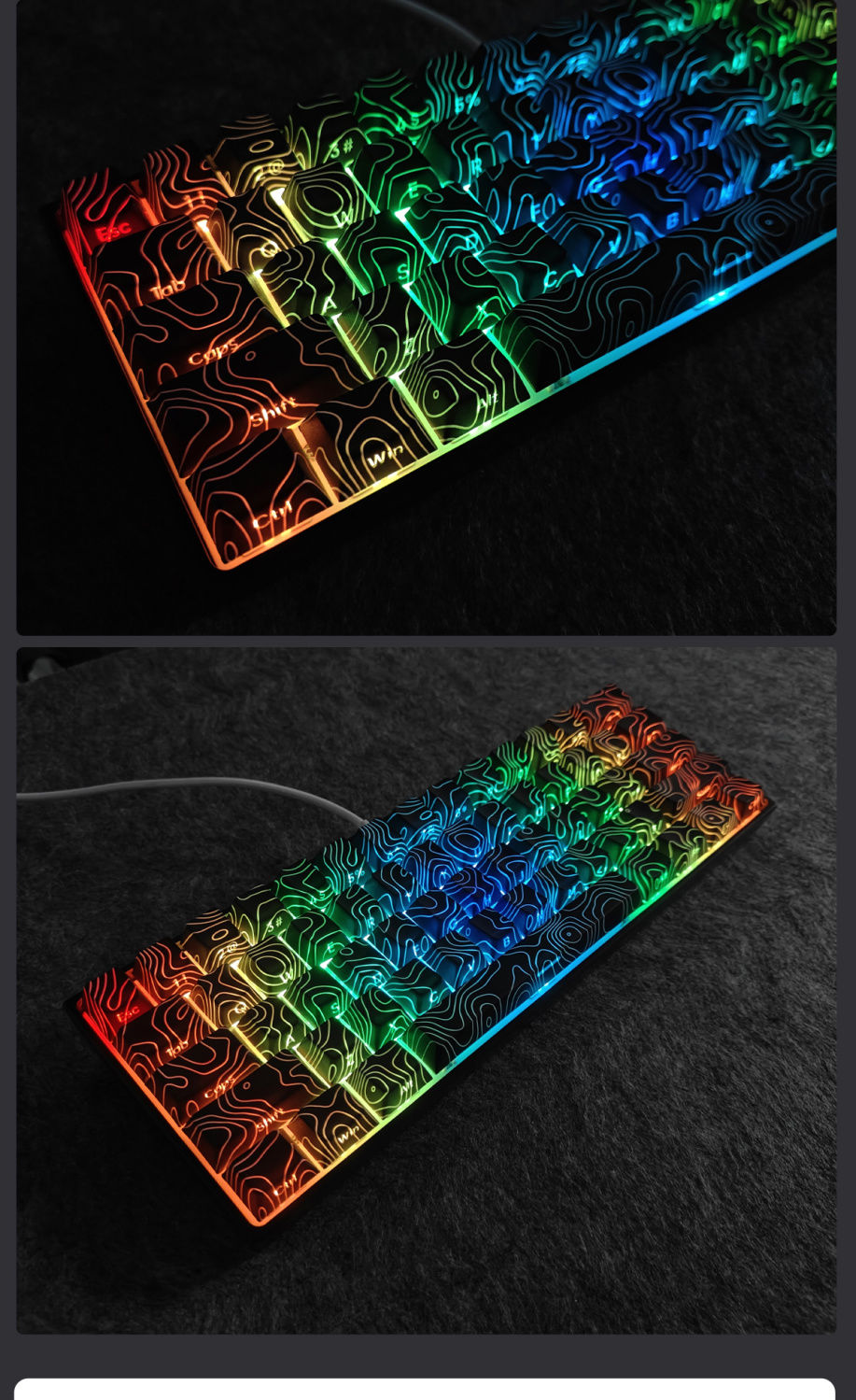 WOMIER 134 Keys Black Line Topographic Vision Keycaps Shine Through PBT ...