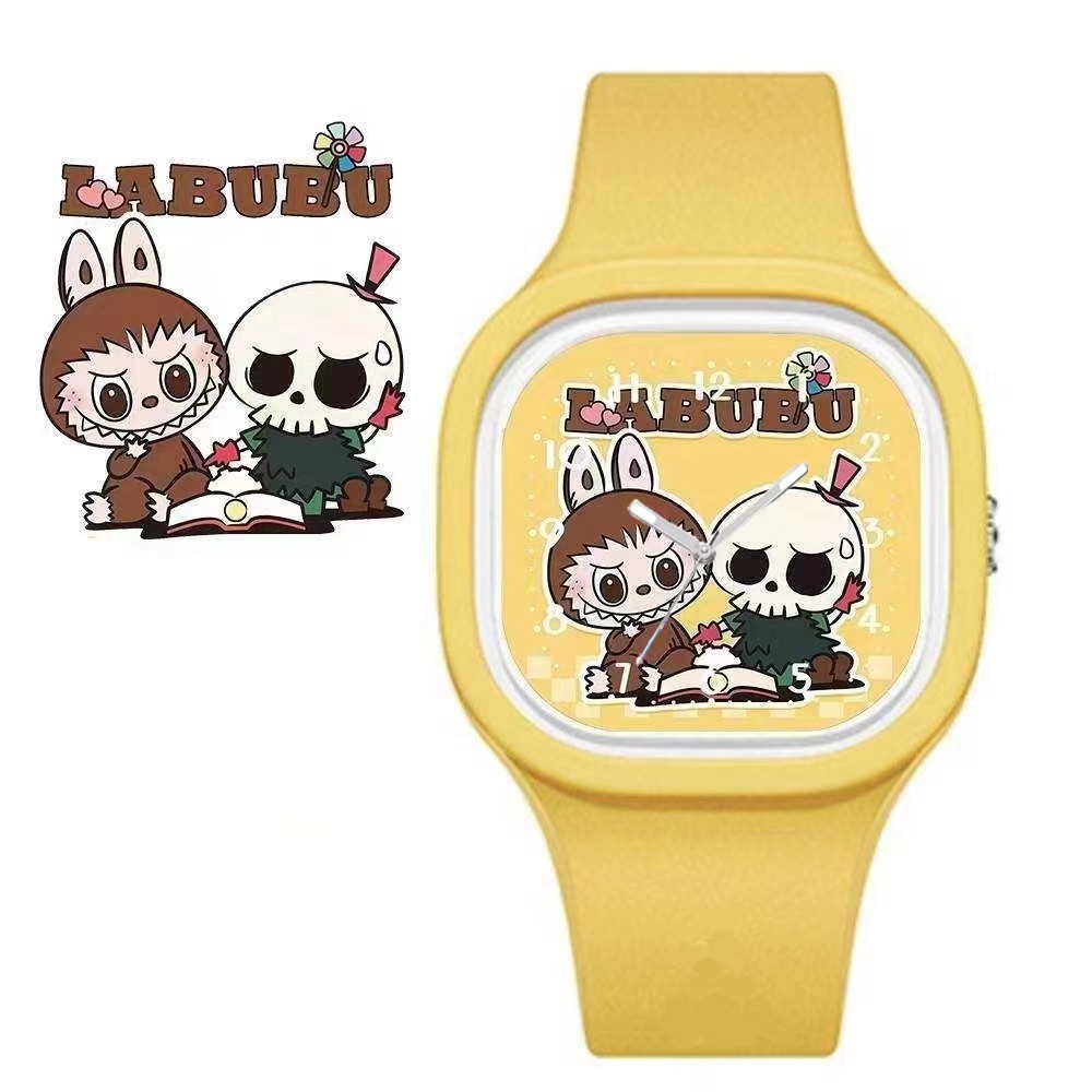 Labubu Watch Strap Silicone Quartz Casual Cartoon square WristWatch ...