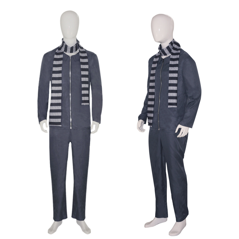 Movie Despicable Me/Gru's cosplay Costume Zipper Jacket, Striped Scarf ...