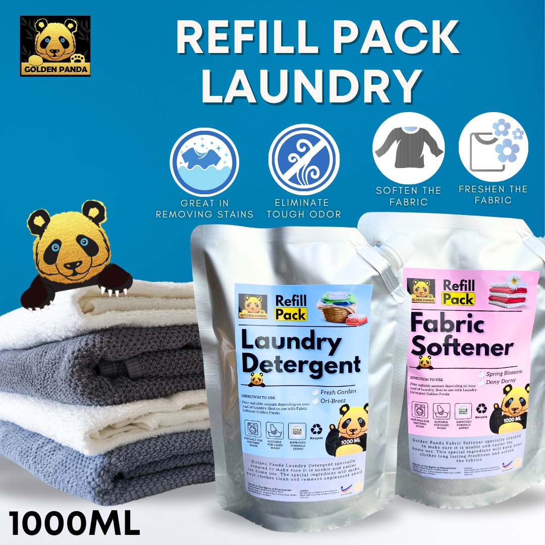 Golden Panda Laundry Series/1000ml/ Laundry detergent/Fabric softener/Pencuci Baju/Pelembut Baju ...