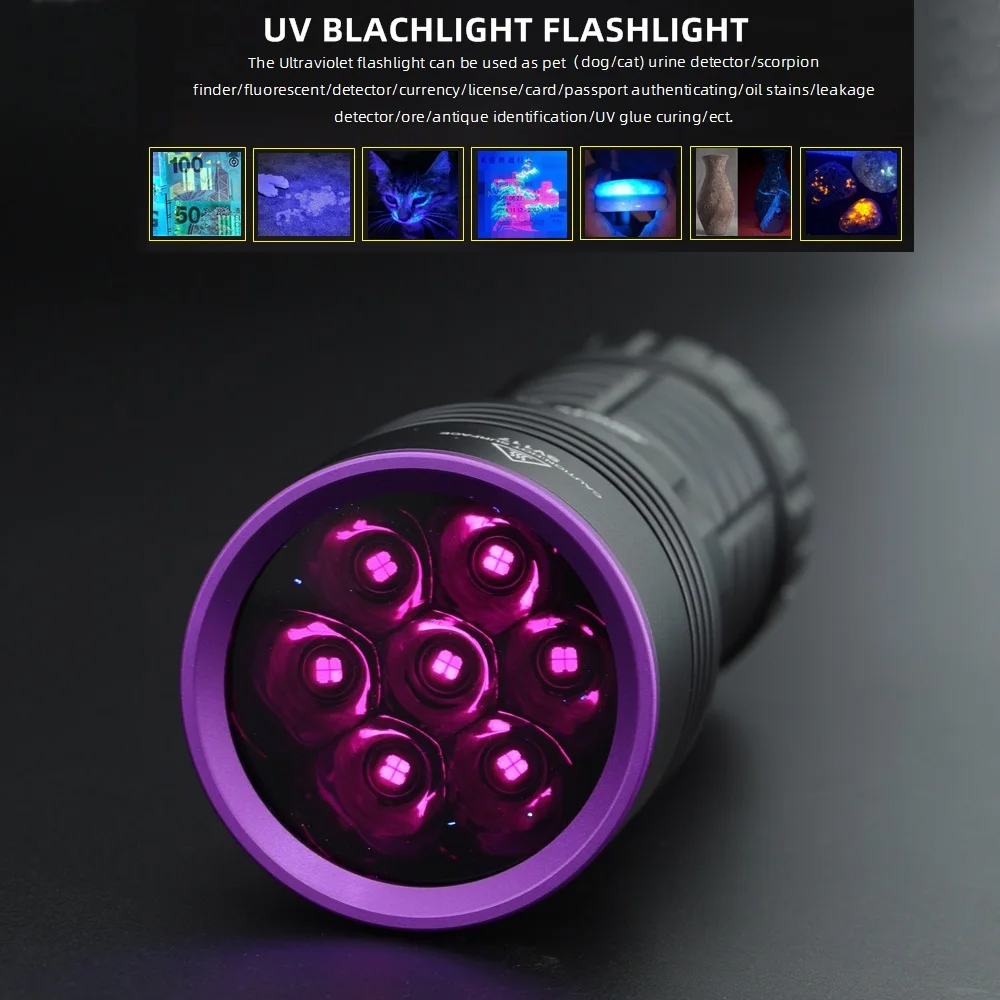 Alonefire SV117 140W High Power 7x4-Core 365nm UV LED Flashlight ...