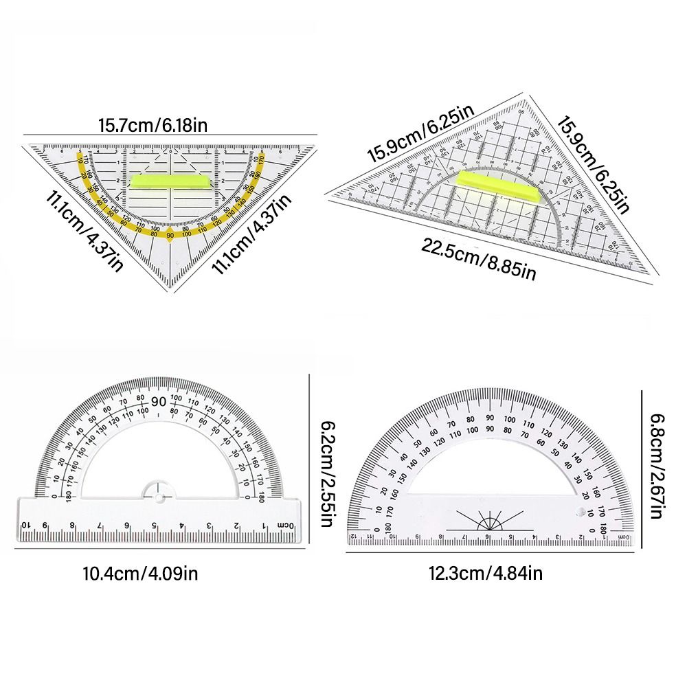 LUMINISCENCIA Set Square, Drafting Tools Transparent Triangle Ruler ...