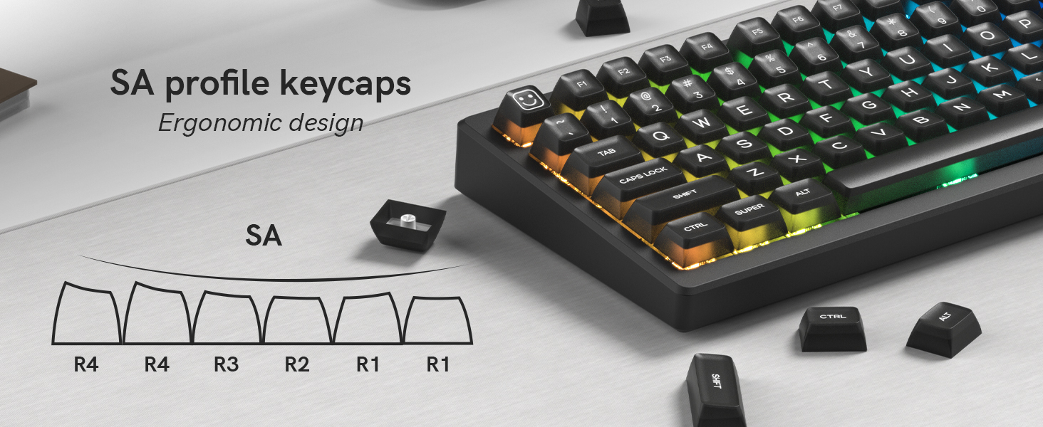 WOMIER Black Jade 140 Keycaps Custom SA Profile PBT Mechanical Keyboard ...