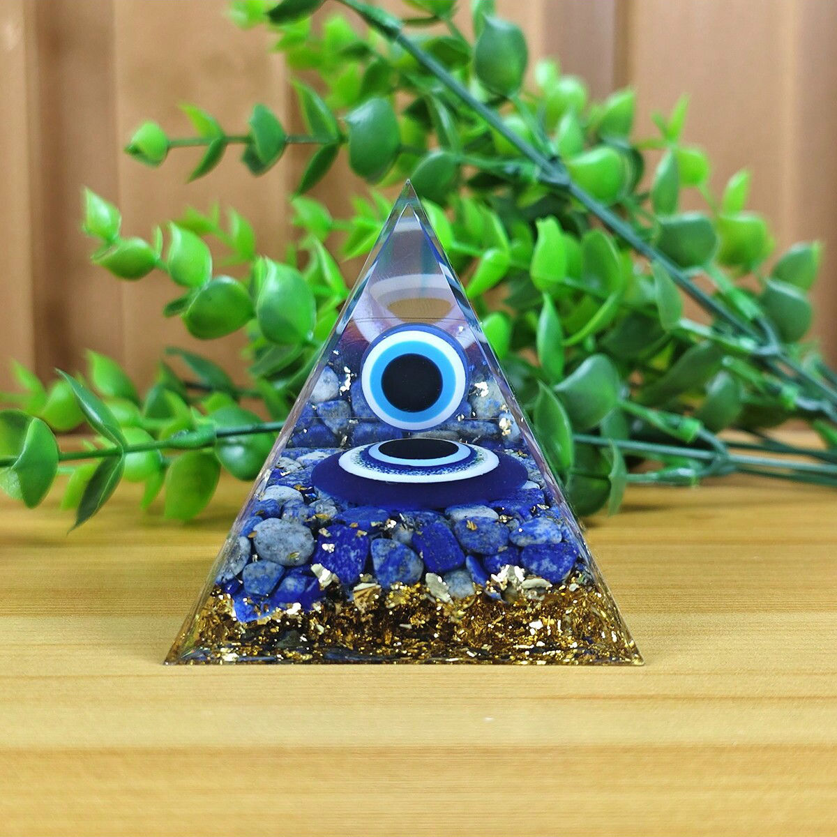 6cm Resin Pyramid Orgonite Demon's Eye Ball & Lapis Lazuli Stone ...