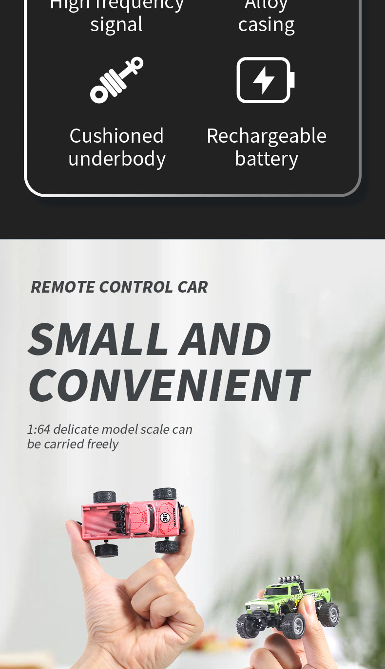 Mini of-road alloy car 1:64 speed mini remote control car model with ...