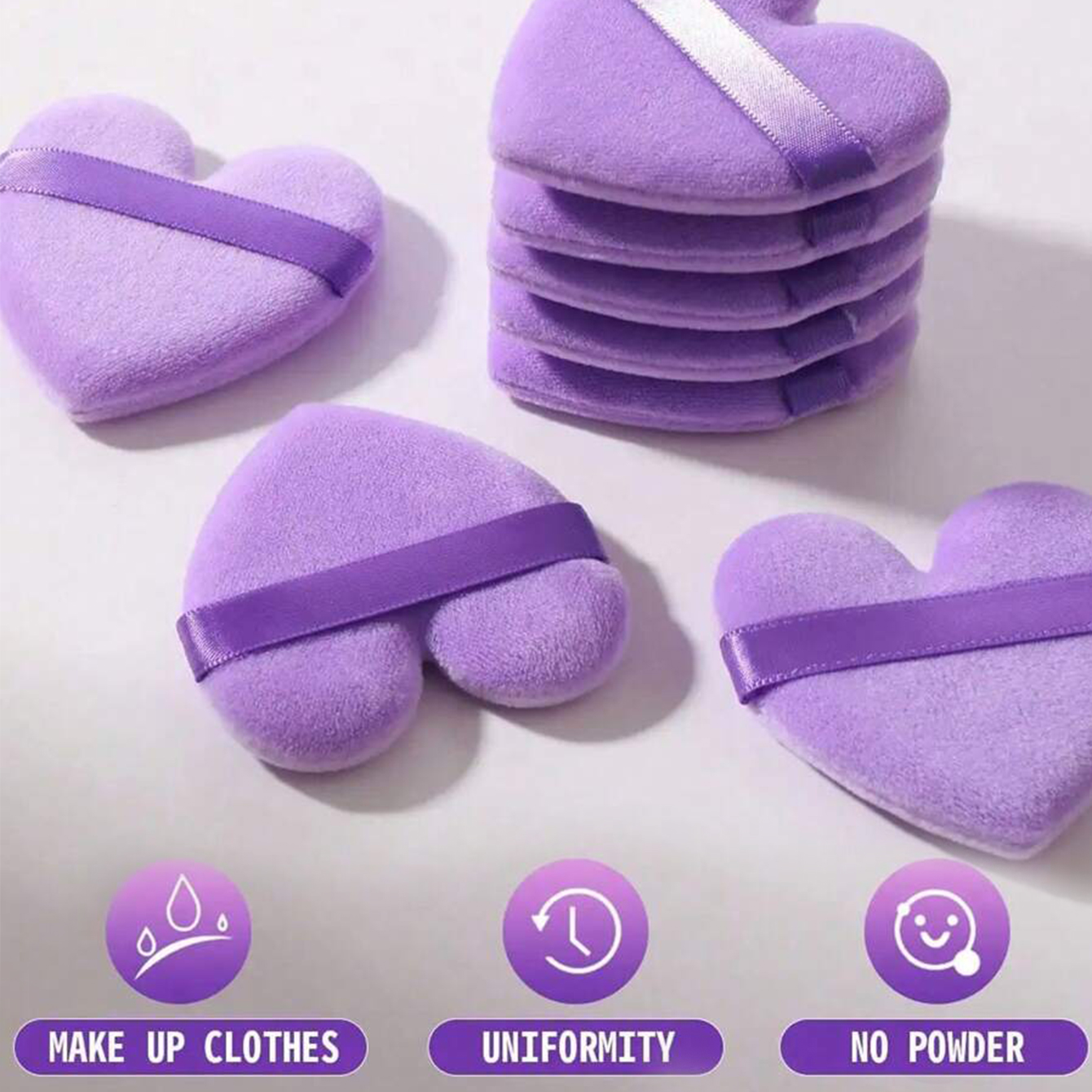 Cosmetic Powder Puff Portable Soft Sponge Setting Face Puffs Heart ...