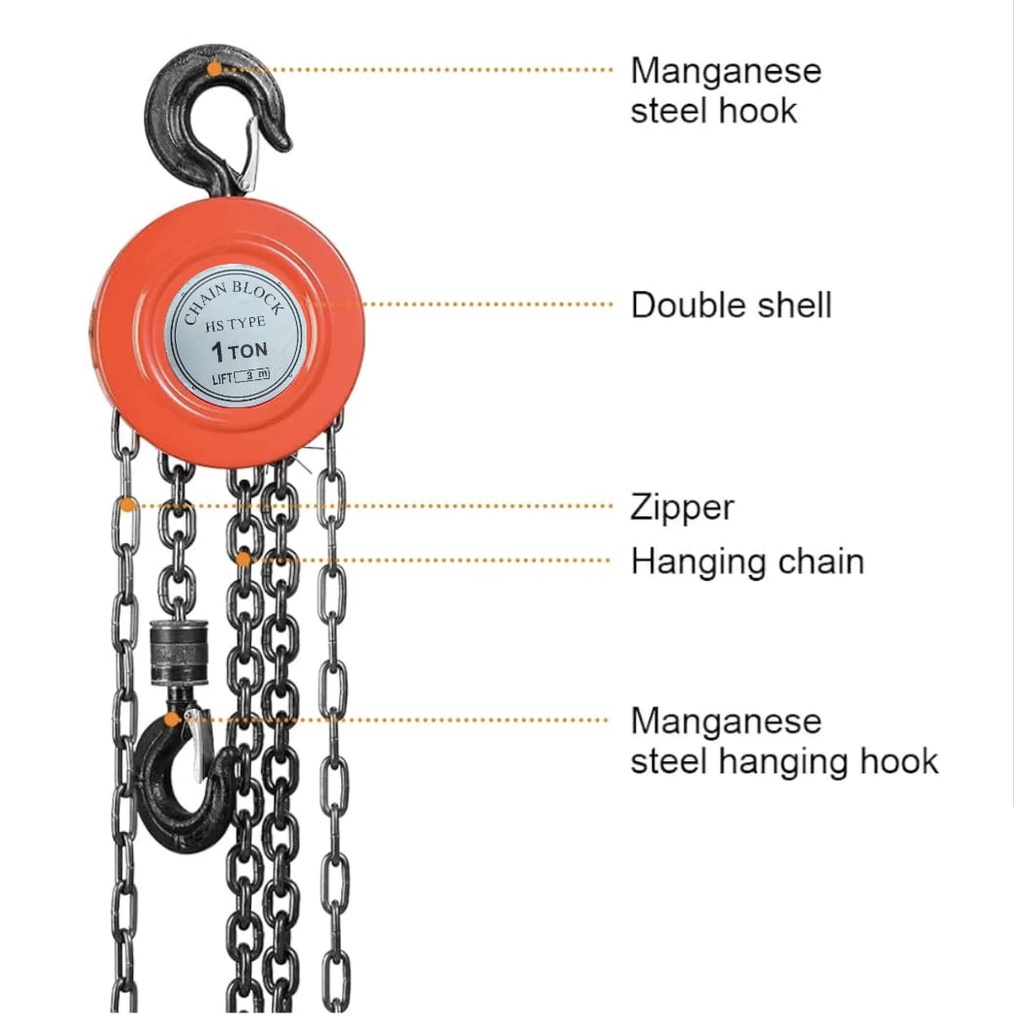 1 Ton Heavy Duty Chain Block Lifting 3 Meter HS-type Chain Hoist Rantai Besi | Shopee Malaysia