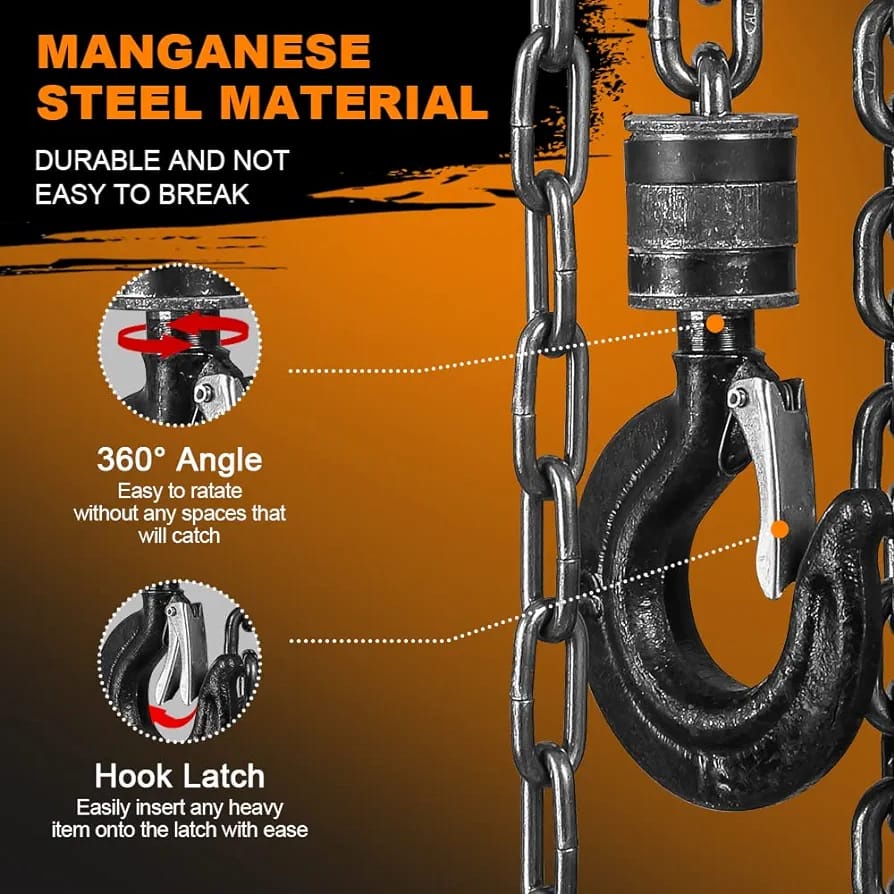 1 Ton Heavy Duty Chain Block Lifting 3 Meter HS-type Chain Hoist Rantai ...