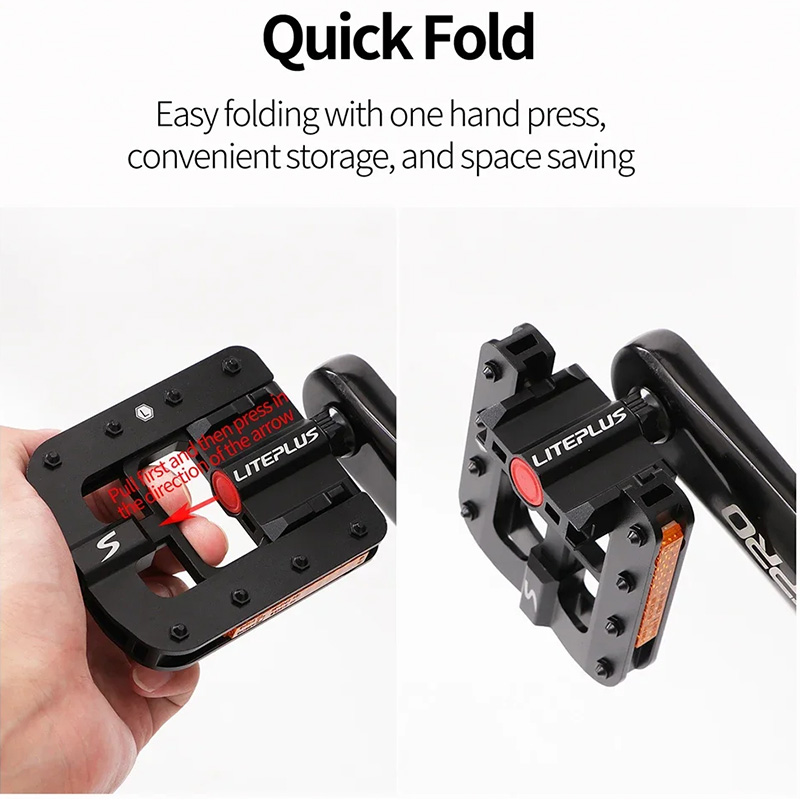 Liteplus Bicycle Foldable Pedals Aluminum Quick Release Folding Bike Pedals Universal 9/16 inch ...