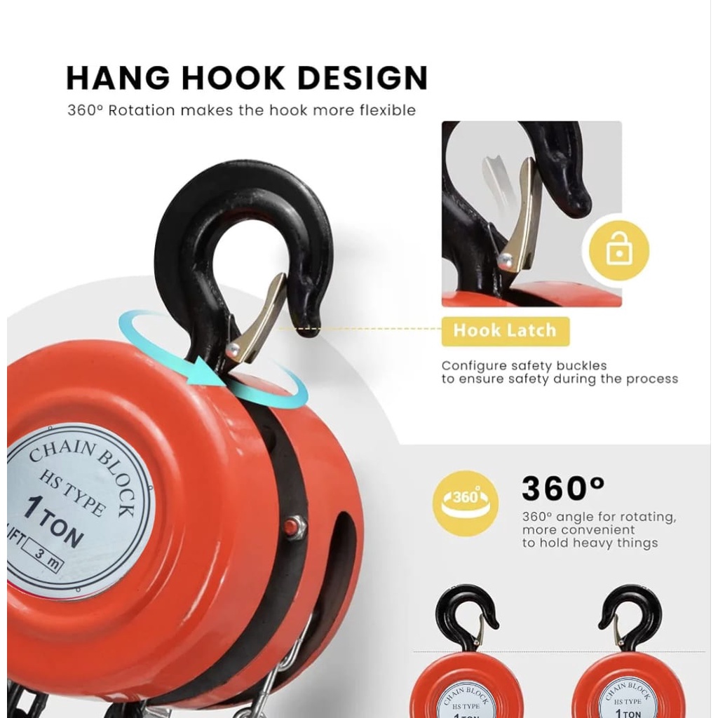 CHAIN BLOCK 1 TON X 3M / 6M / CHAIN BLOCKS / CHAINBLOCK / LIFTING BLOCK ...