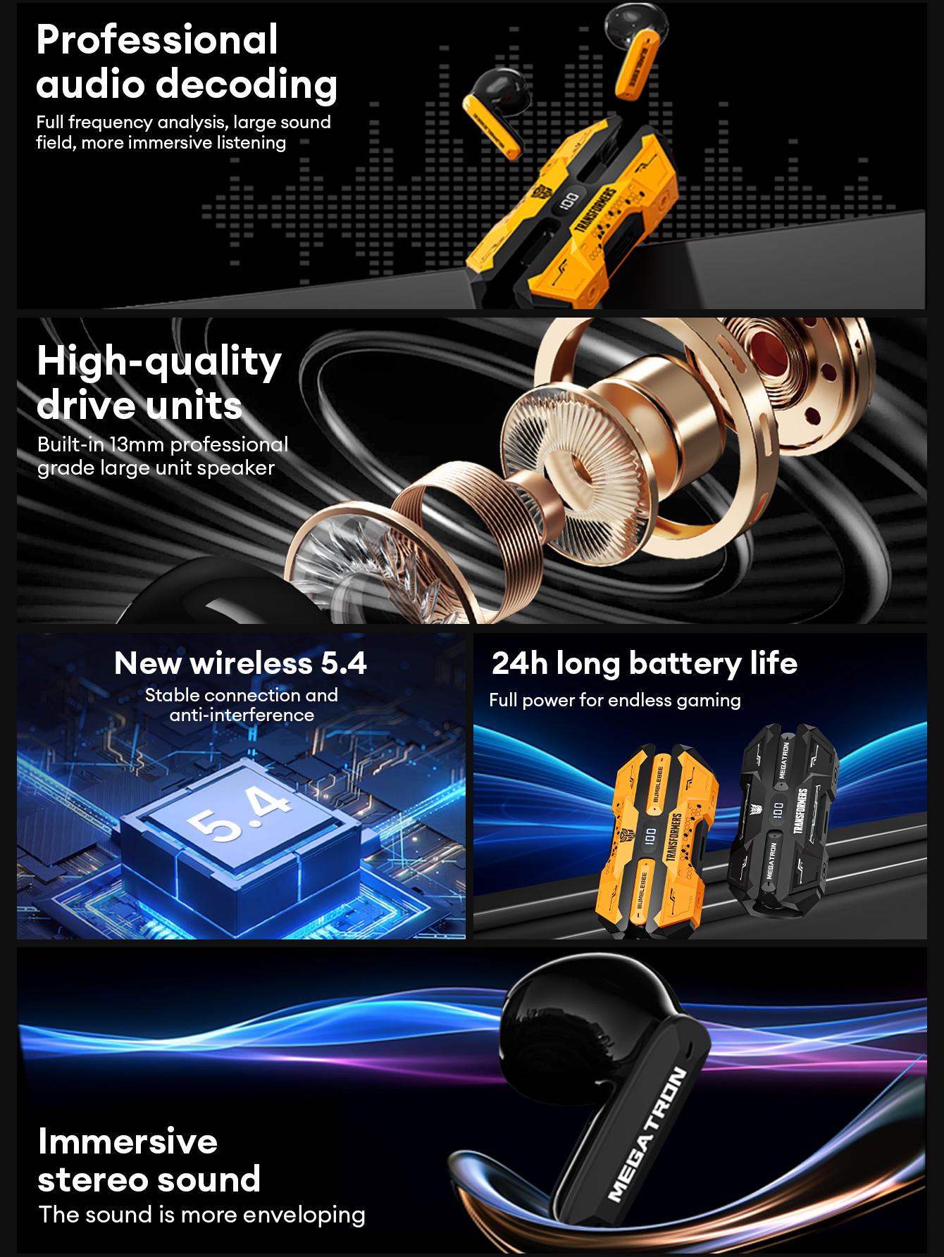 Transformers TF-T51 TWS Wireless Bluetooth Earphones Intelligent Noise ...