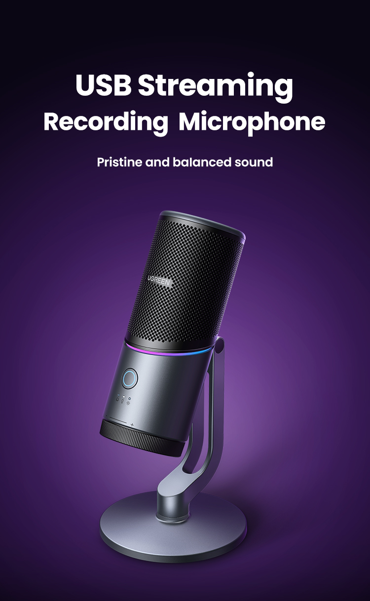 UGREEN USB Microphone 7 Modes RGB Lights 180° Vertical adjustment Real ...