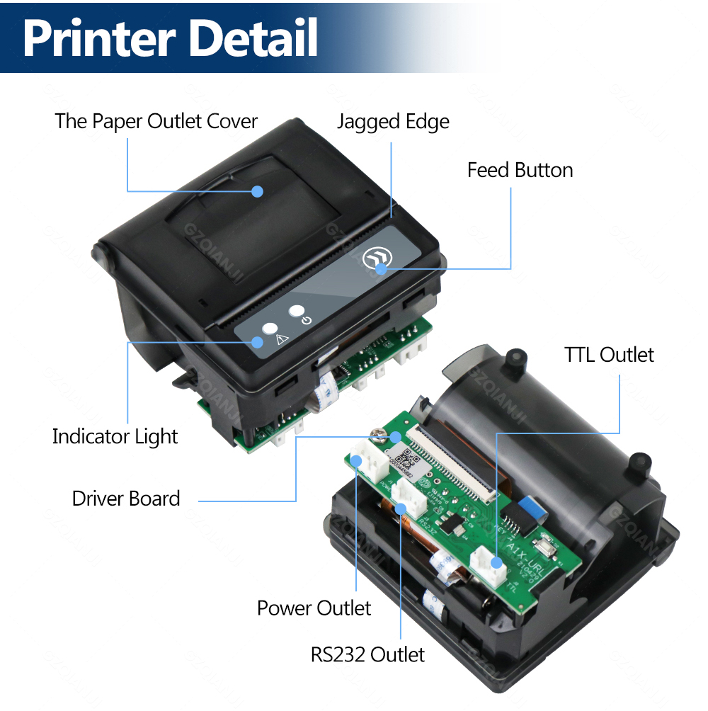 58mm Embedded Thermal Printer (RS232+TTL) POS Receipt Printer Ticket ...