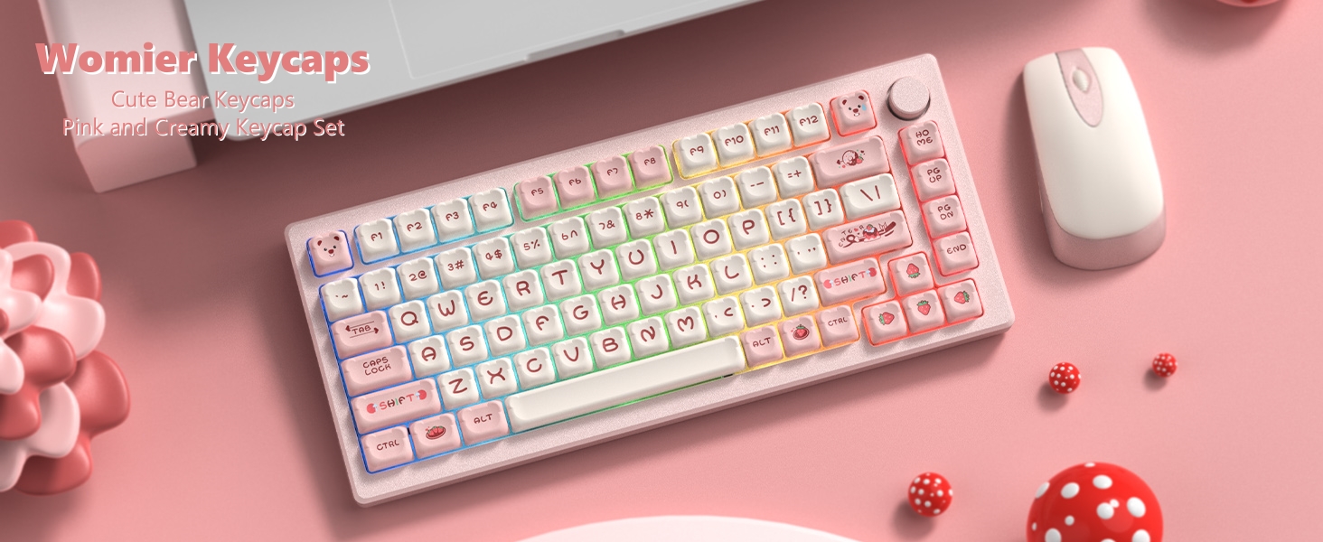 WOMIER Pink Bear Thermal Dye Sublimation Keycaps 122 Keys MOA Profile ...