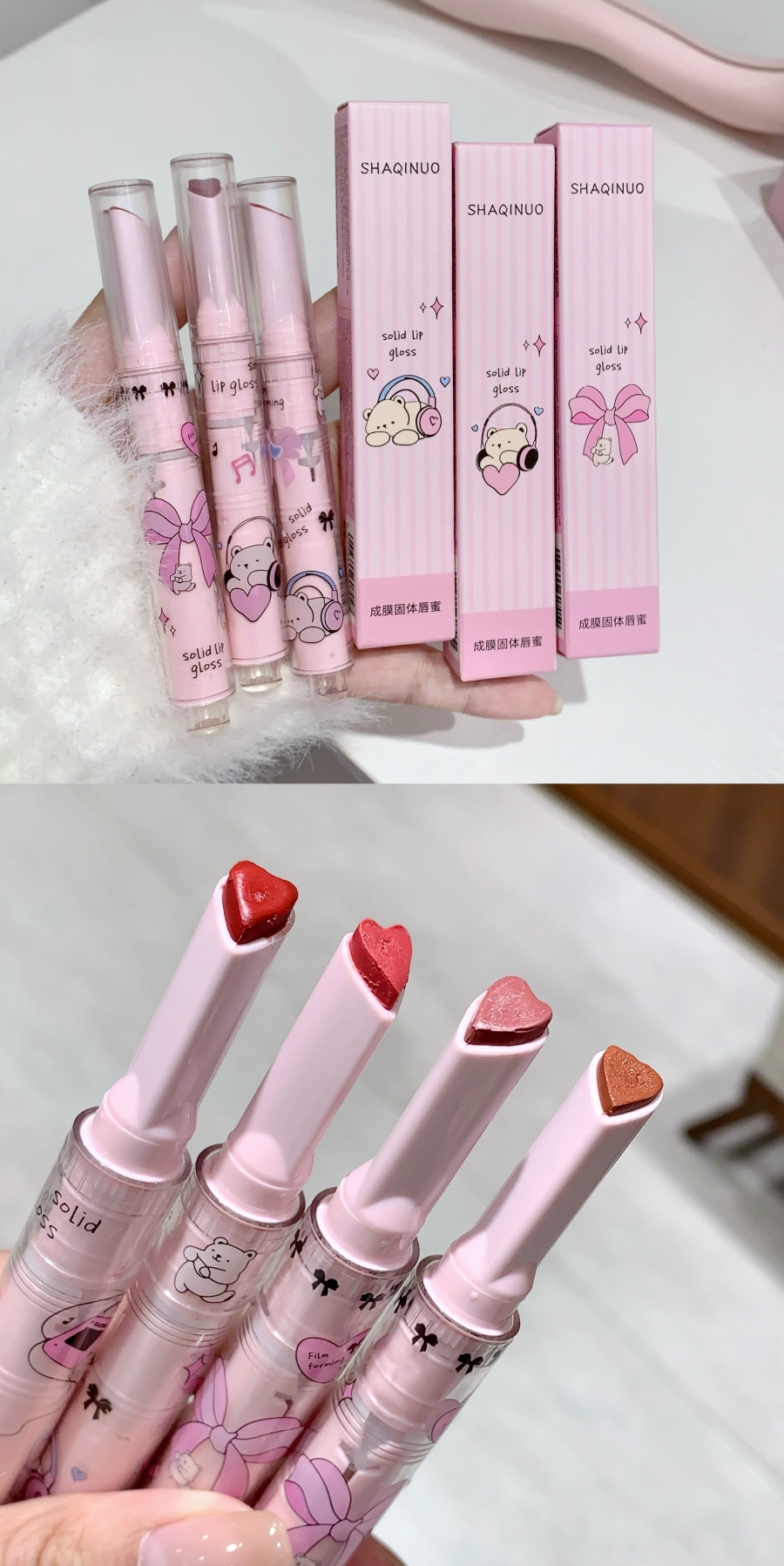 Cute Watery Mirror Lip Gloss Garden Rabbit Lipstick Set High Shine ...