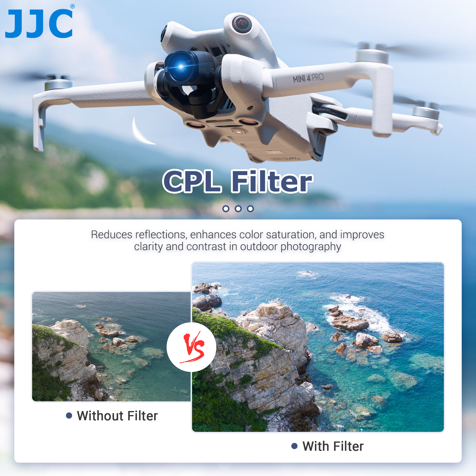 JJC CPL+ND Filter Set for DJI Mini 4 Pro Drone Neutral Density ND8/12/32/64/256 CPL Filter Combo ...