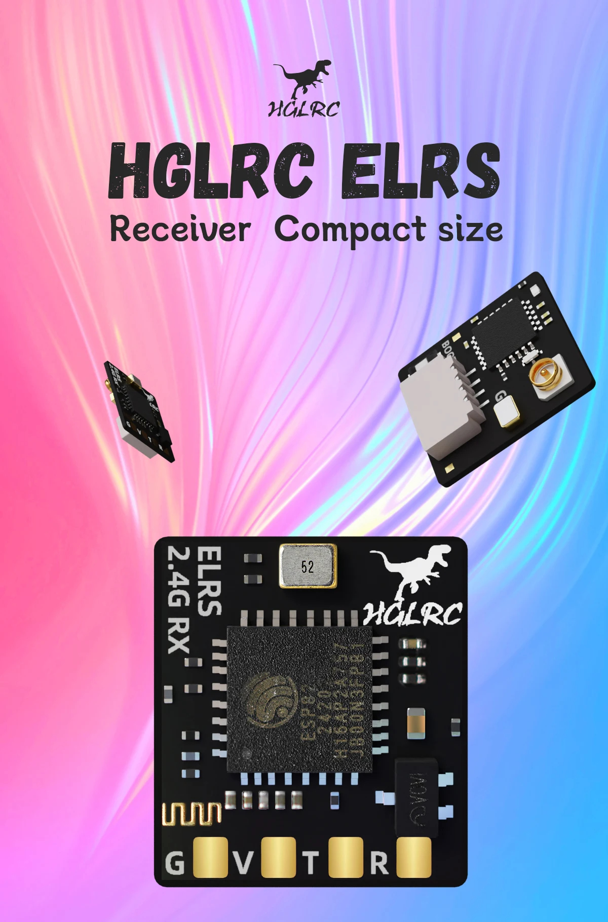 HGLRC ELRS 2.4G Receiver 500MHZ Refresh Rate ELRS 3.0 for RC Airplane ...