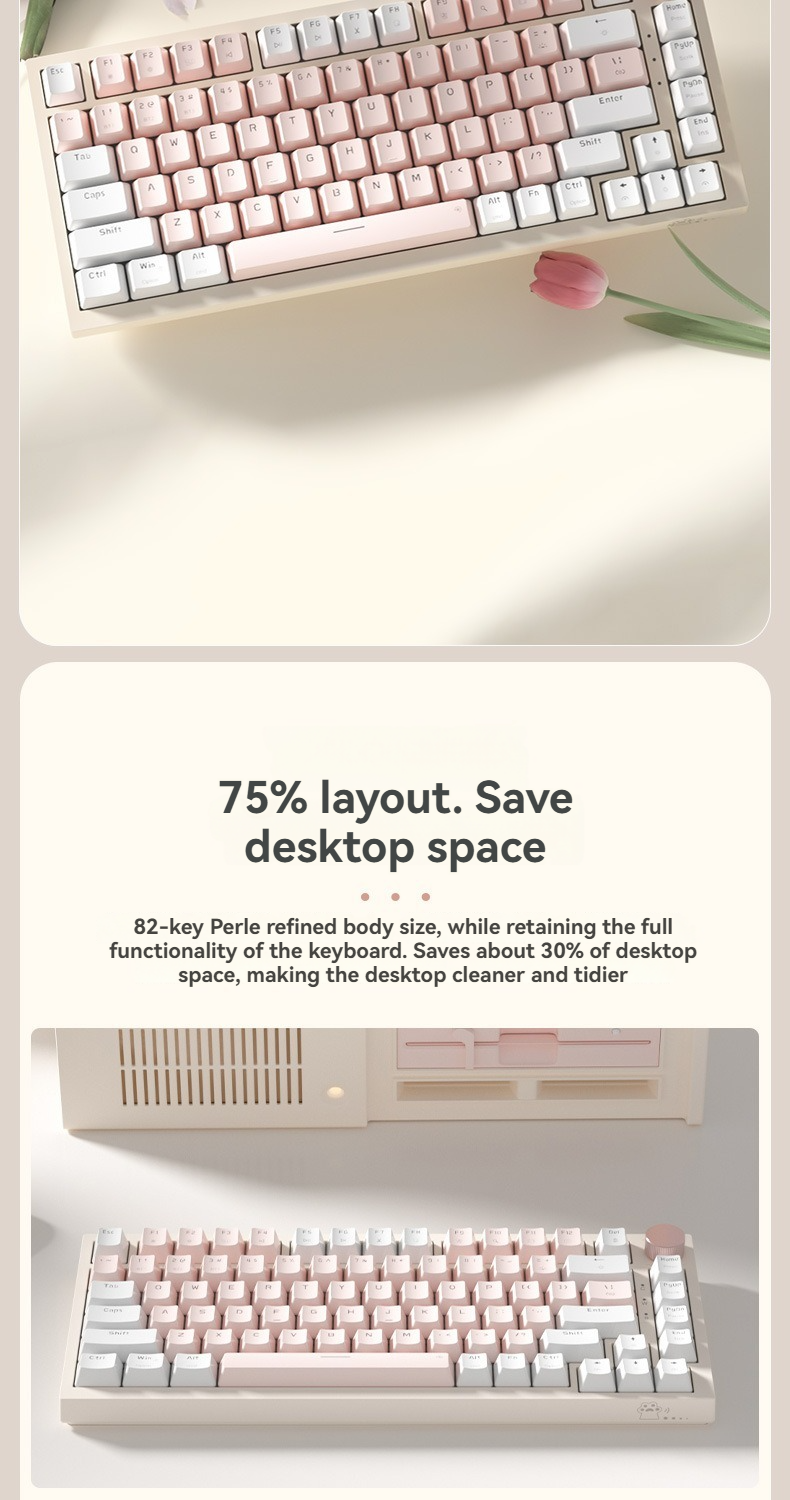 【Fast delivery】🌸Tulip AK82 Mechanical Keyboard Wireless Bluetooth Cute ...