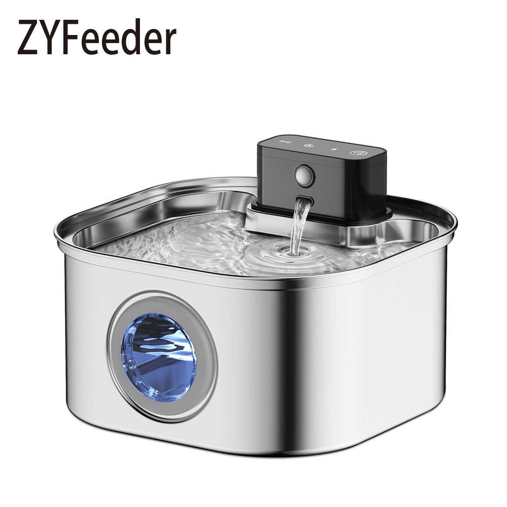 3.2L/108oz Wireless Charging Sensor Cat Water Feeder Stainless Steel ...