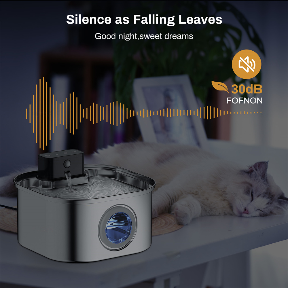 3.2L/108oz Wireless Charging Sensor Cat Water Feeder Stainless Steel ...