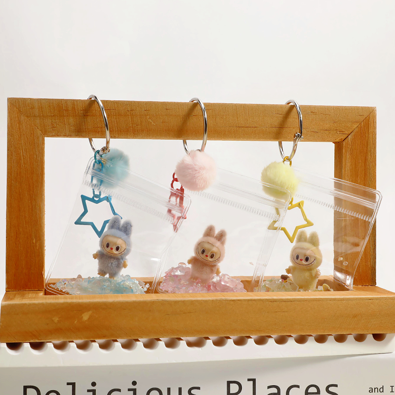 Mini labubu Doll PVC Bag Pendant Transparent Storage Star Hairball ...