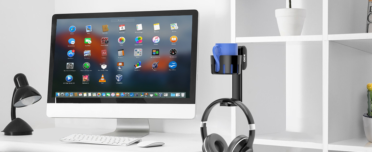Rotatable Headphone Hanger with Desk Cup Holder- 2 in 1 Under Desk ...