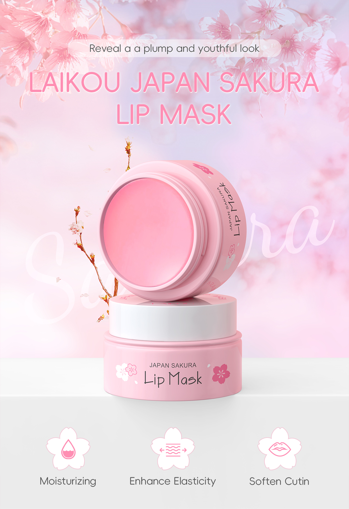 LAIKOU Sakura Lip Mask Lighten Lip Lines Remove Wrinkle Cream Repairing ...