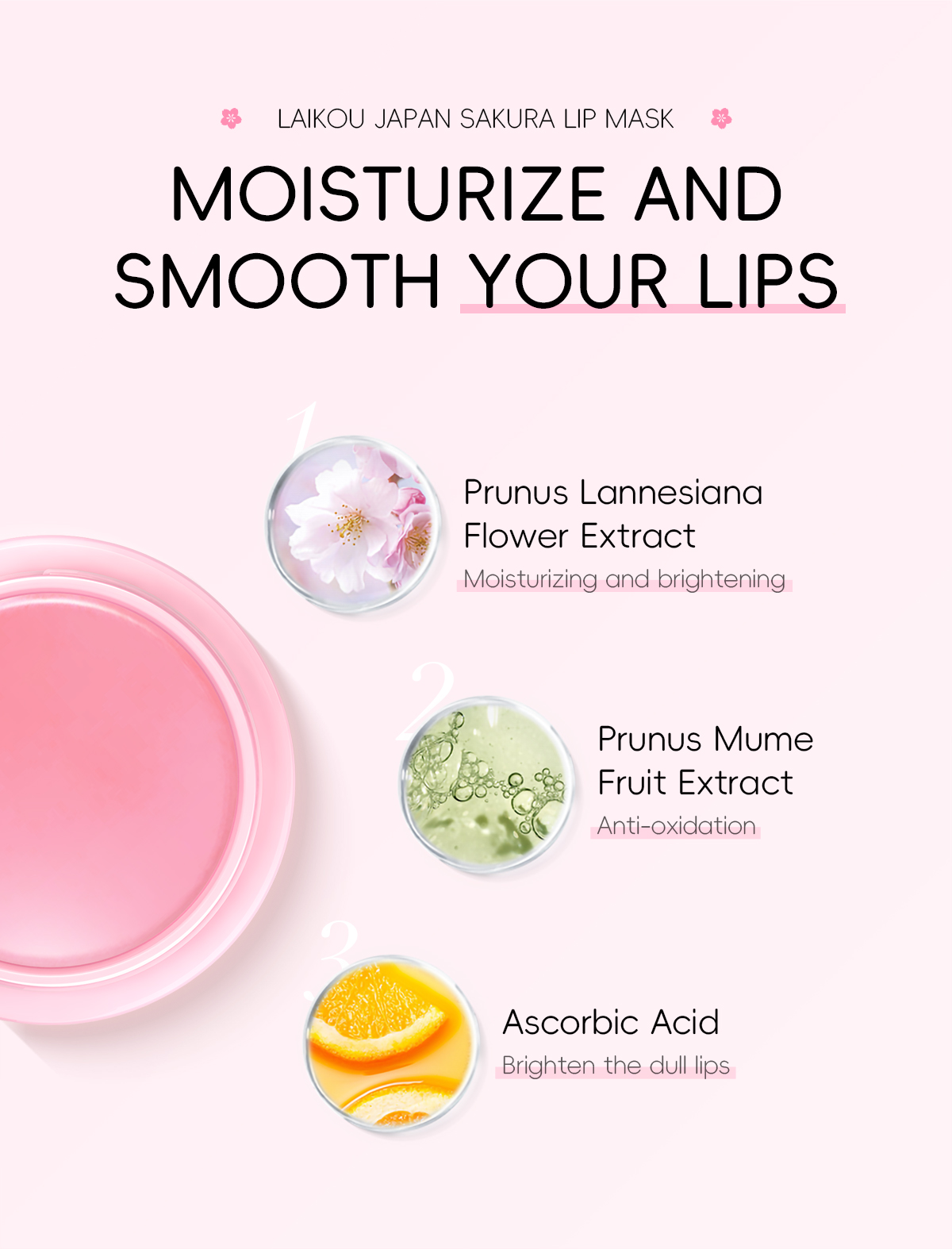 LAIKOU Sakura Lip Mask Lighten Lip Lines Remove Wrinkle Cream Repairing ...