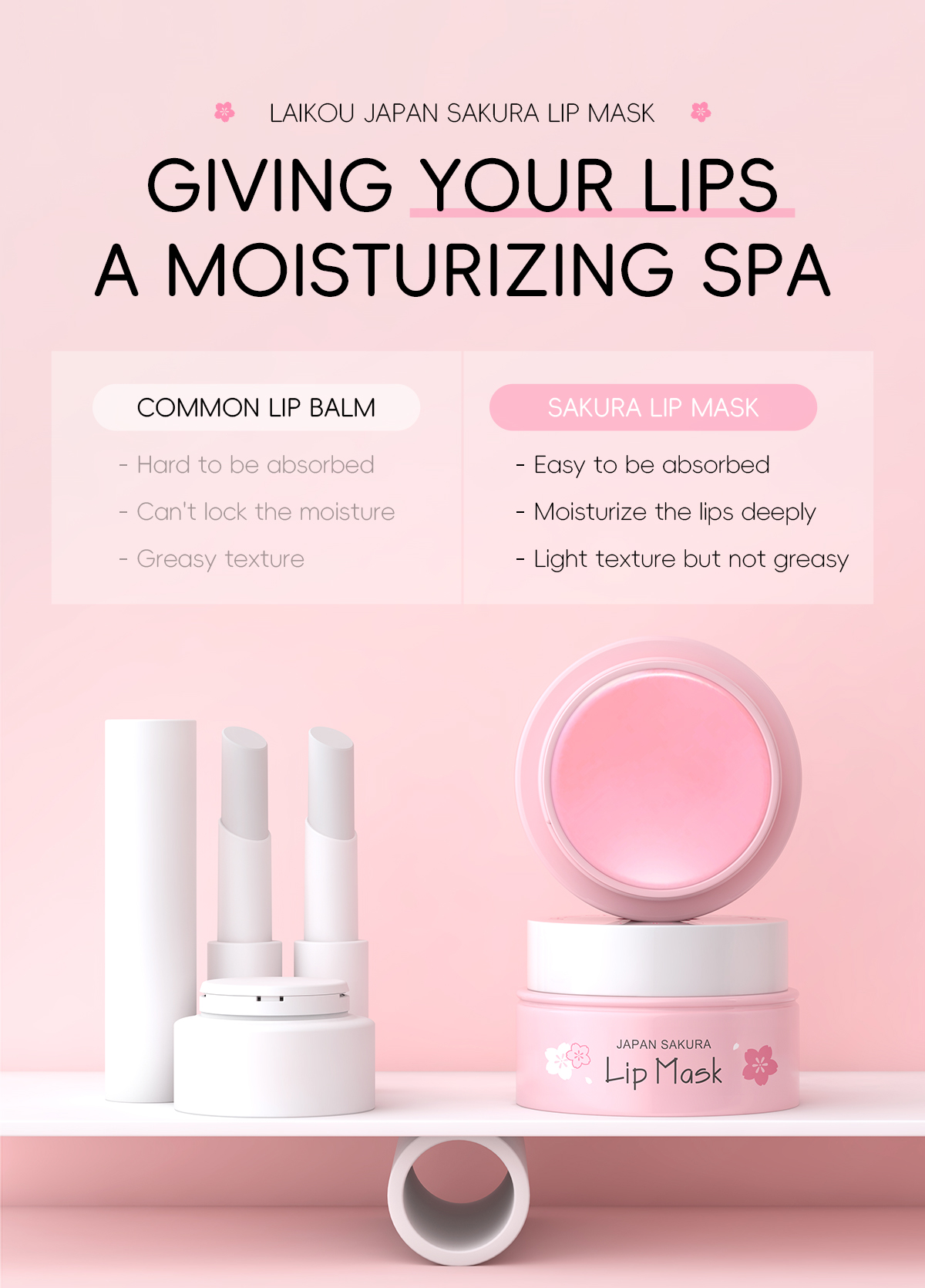 LAIKOU Sakura Lip Mask Lighten Lip Lines Remove Wrinkle Cream Repairing ...