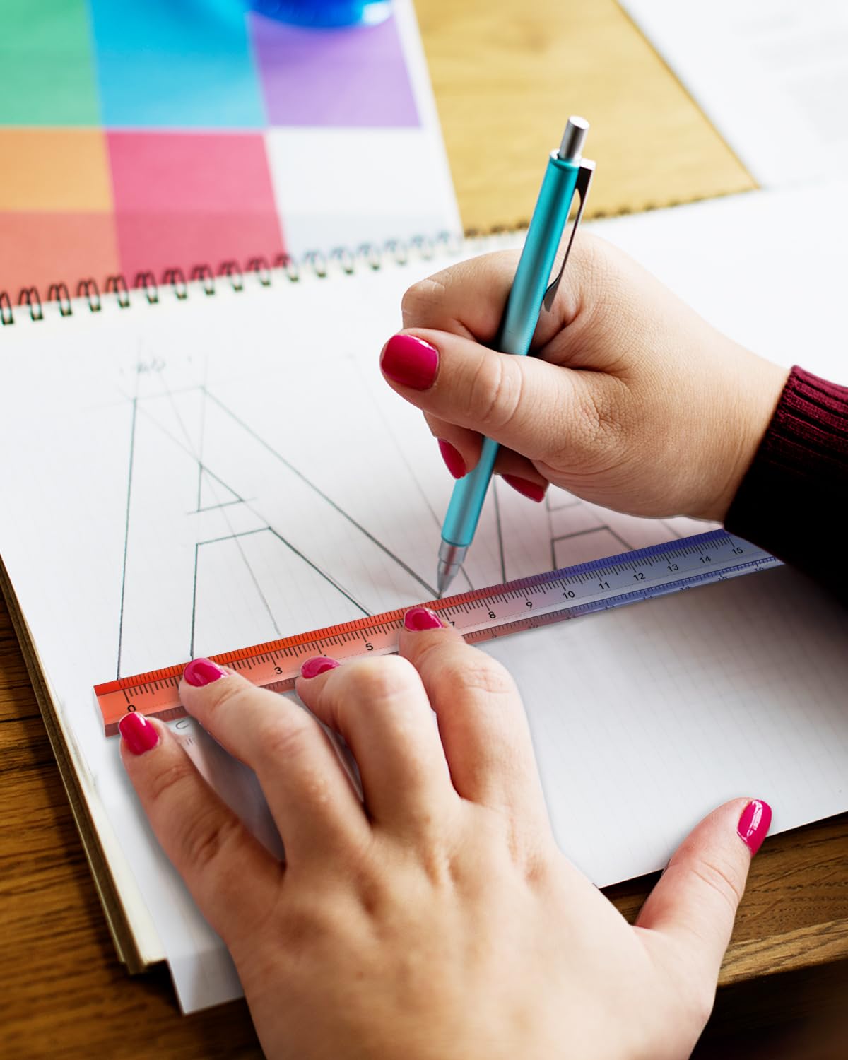 Colorful Clear Straight Cube Acrylic Ruler Transparent Gradient Rulers ...