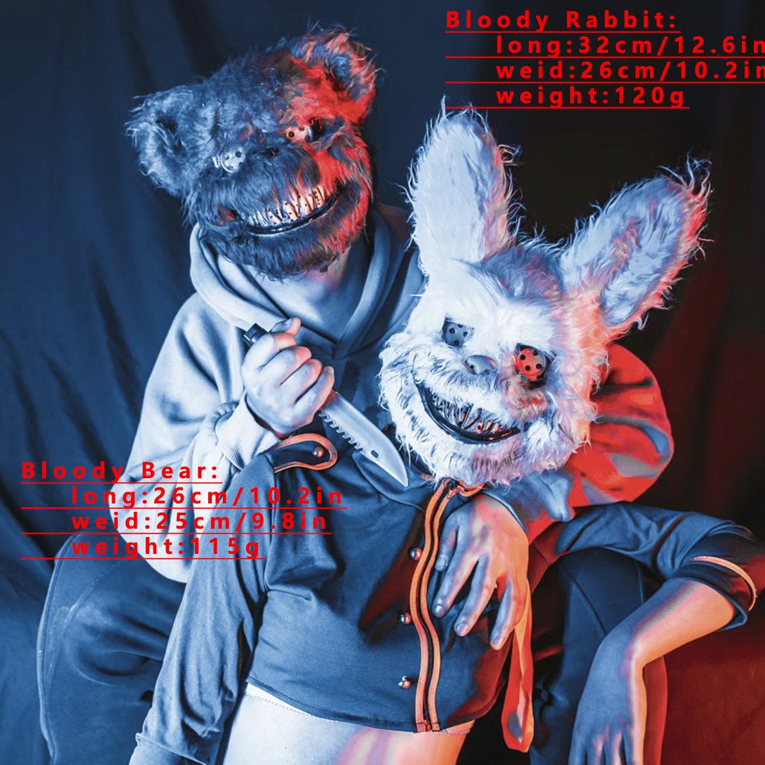 Halloween Scary Bunny Mask Black Bear Black Rabbit Mask Night Club ...