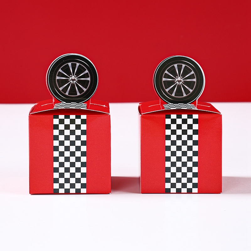 24pcs Black Red Racing Car Candy Box Race Car Treat Box Tyre Shaped ...