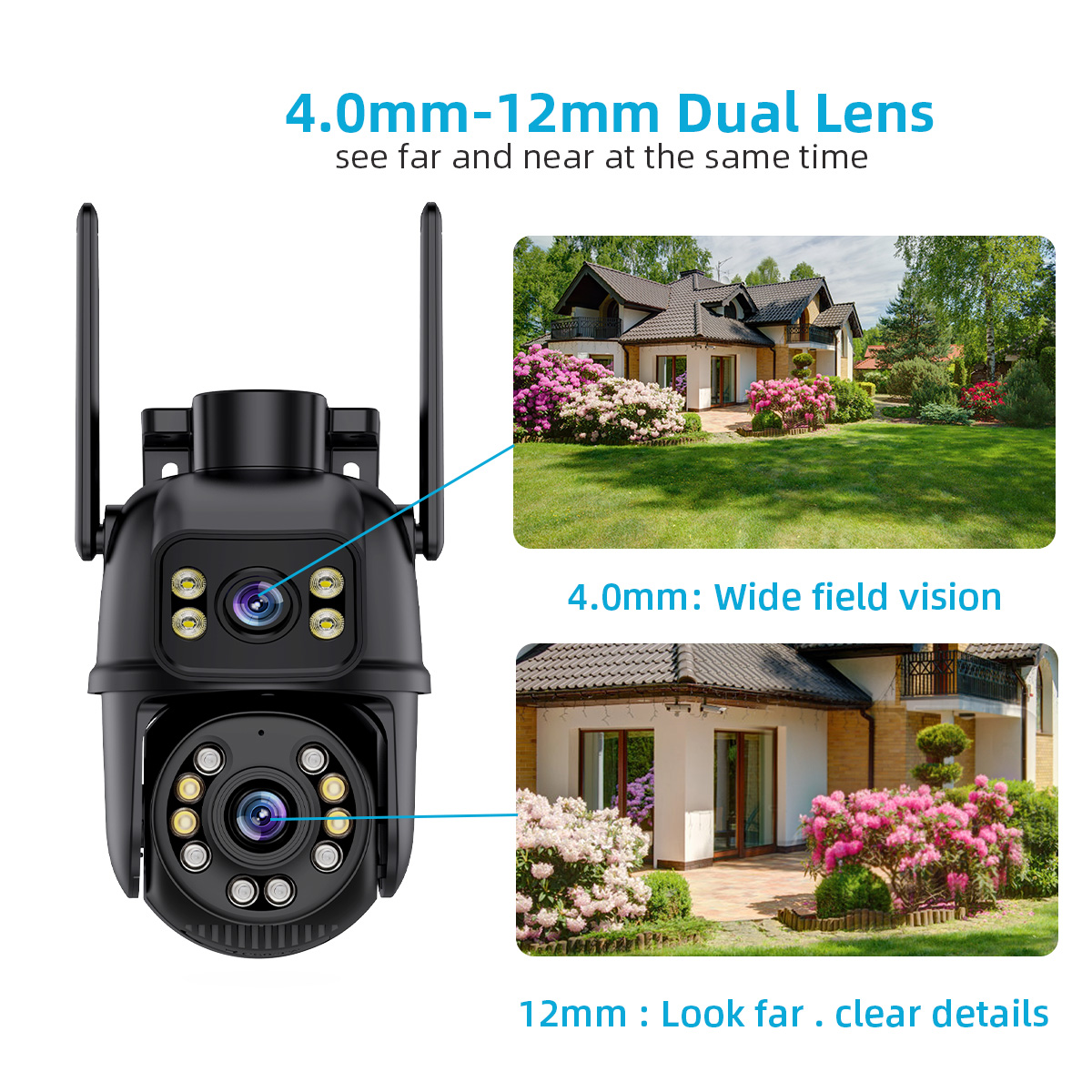 LLSEE ICSEE 8MP dual lens dual screen WiFi 4K full HD wireless CCTV outdoor waterproof home 360 ...