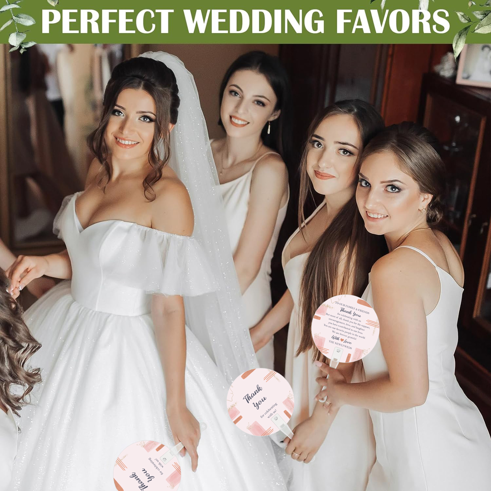 50 Pcs Wedding Hand Fans Bulk Plastic Handheld Wedding Favor Fans for ...