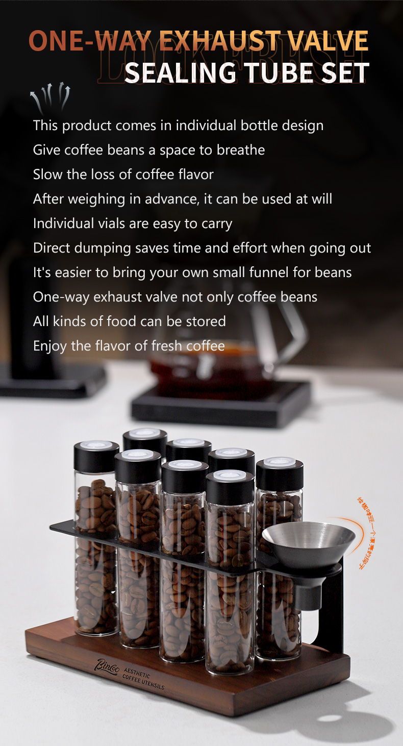 BINCOO Coffee Bean Sealed Can Display Stand Transparent Storage Tank ...