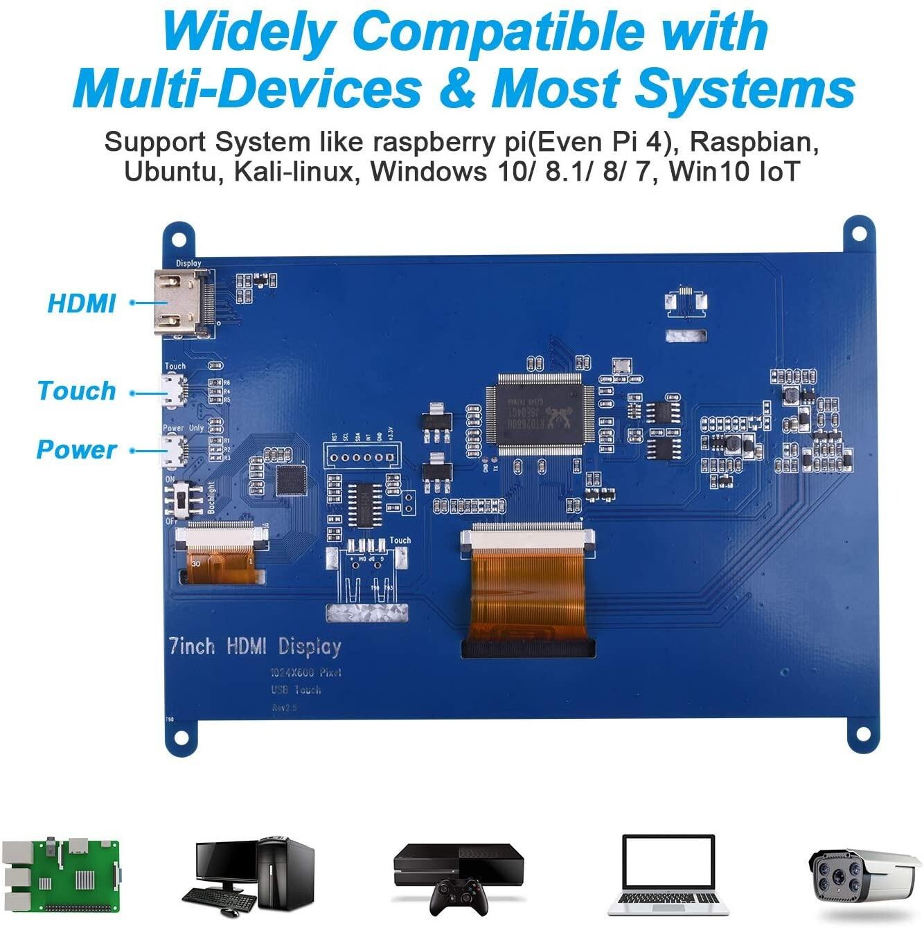 7 Inch LCD DIY HDMI Display Screen 1024x600 Ultra HD Display Screen ...