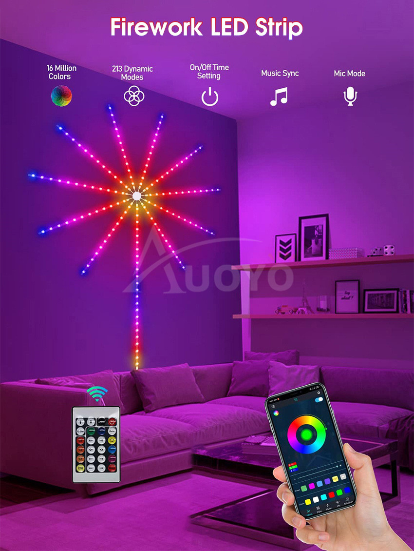 Auoyo 78LED Strip Lights Dream Color Lamp Christmas Lights 5050 RGB ...