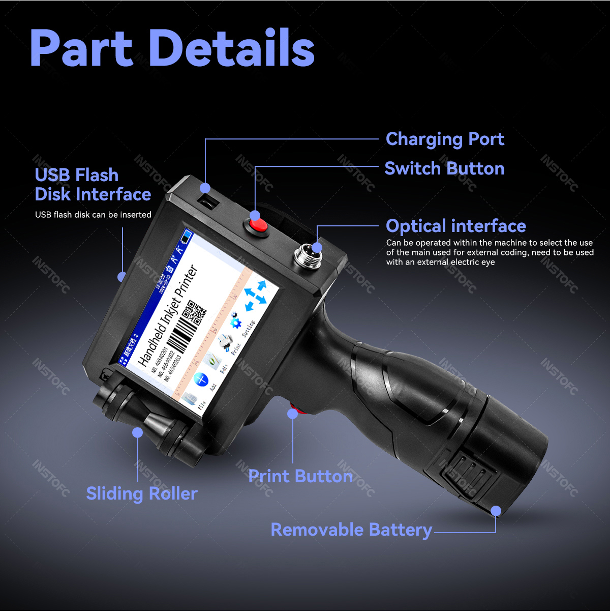 INKP01 Inkjet Printer Date Time Coder Handheld Code Logo Label Maker on ...