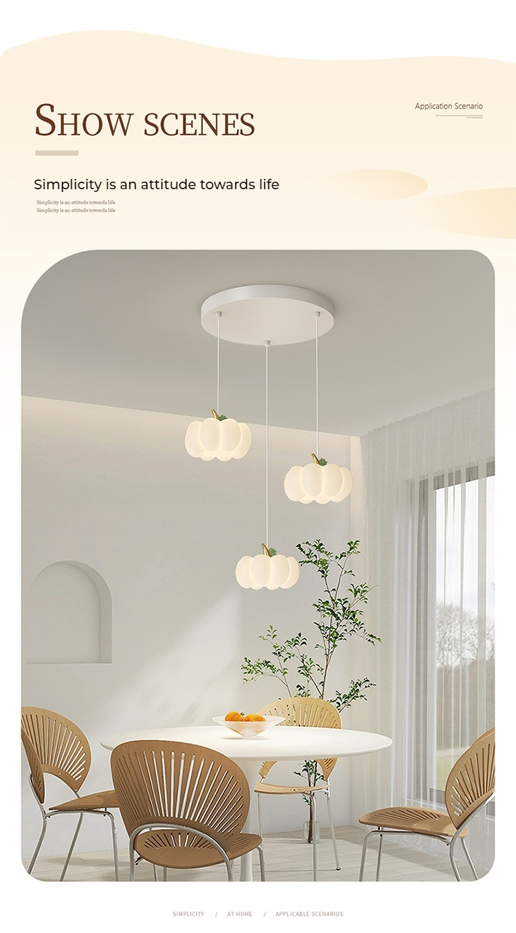 Dining Table Pendant Light Milky Cream Style 2/3/5 Lights Hanging Lamp ...