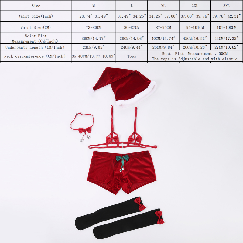 Five-Piece Cosplay Santa Claus Costume Sexy Men's Halterneck Lace-Up ...