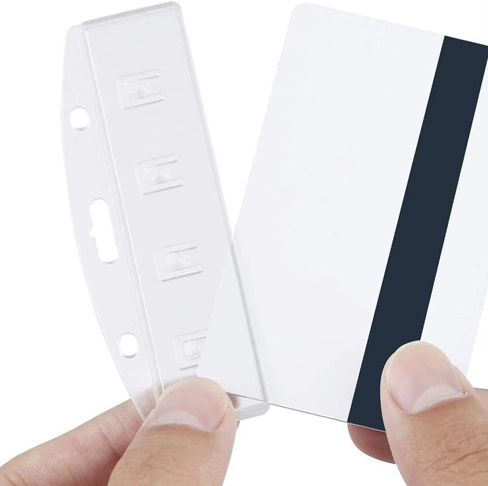 10 Pcs Horizontal Half Card Badge Holder Frosted Plastic ID Card Holder ...